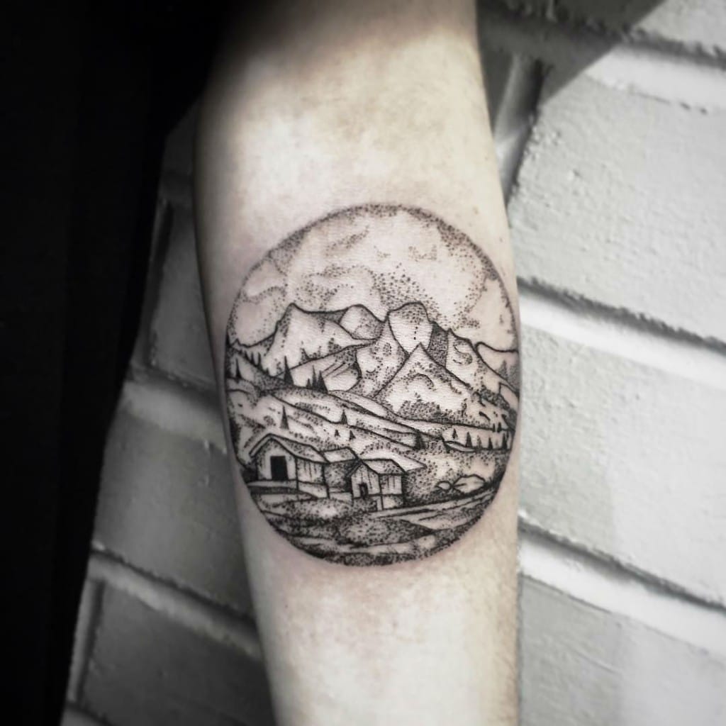 27 Awesome Picturesque Landscape Tattoo Designs