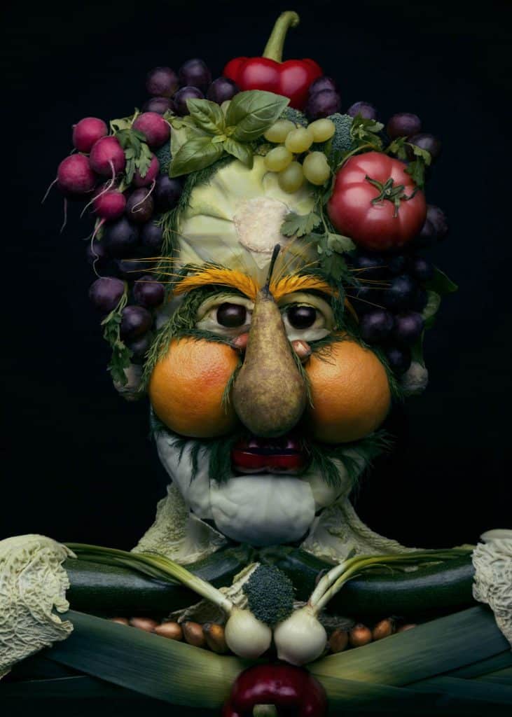 Realistic Portraits Made with Fruits and Vegetables