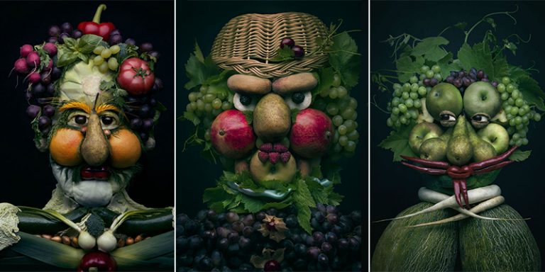 Realistic Portraits Made with Fruits and Vegetables