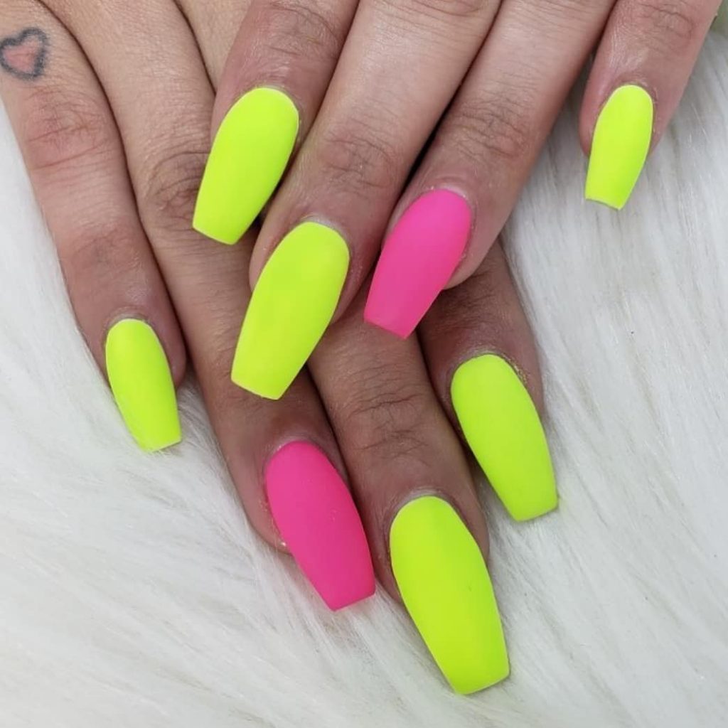 Shiny and Bright Neon Nail Art Examples