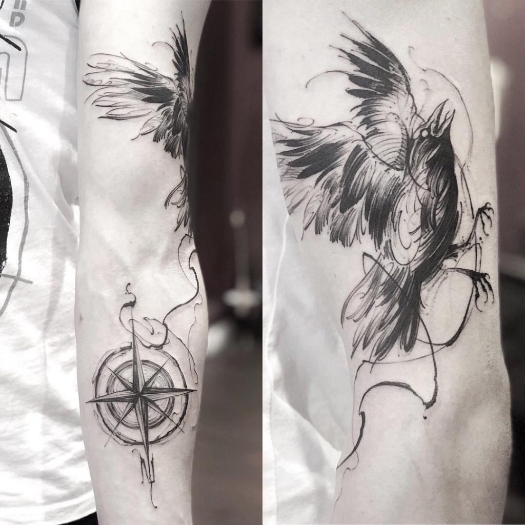 23 Mystique and Seductive Raven Tattoo Designs